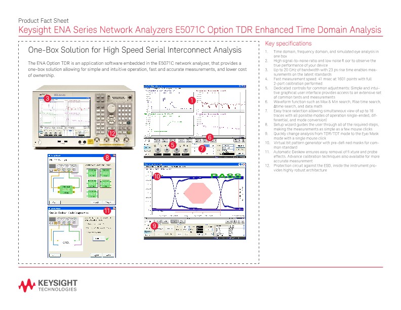 ENA Series Network Analyzers E5071C Option TDR Enhanced Time Domain Analysis – Product Fact ...